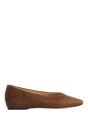 DUNE High-cut Suede Ballet Flats - Brown Suede