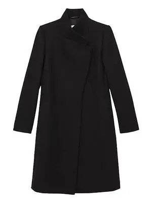 REISS Max Wrap-over Wool-blend Coat - Black
