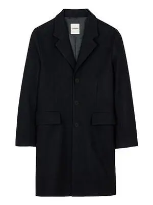 Sandro Regular-fit Wool And Cashmere-blend Coat - Navy Blue