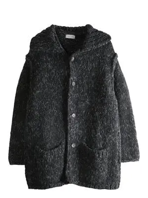 YOHJI YAMAMOTO POUR HOMME Ribbed Collar Coat - Black