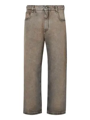 Fendi Straight-cut Denim Trousers - Grey