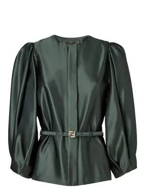 Fendi Jacket With Ff Buckle - Green