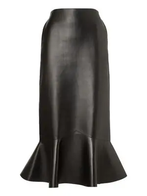 Fendi High-waisted Midi Leather Skirt - Black