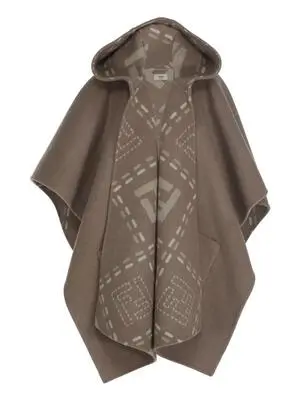Fendi Hooded Wool Poncho - Grey