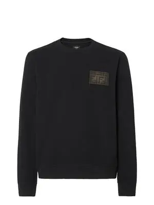 Fendi Regular Fit Sweatshirt With Ff Eclissi Motif - Black