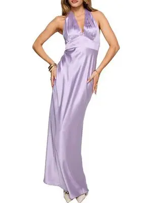 Princess Polly Big Screen Halter Neck Gown - Lilac