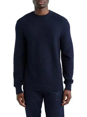 BOSS Imberto Textured Sweater - Dark Blue