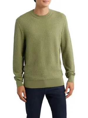 BOSS Imberto Textured Sweater - Medium Green