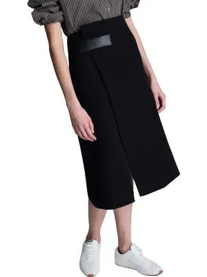 KENNETH COLE Faux Wrap Midi Skirt - Black