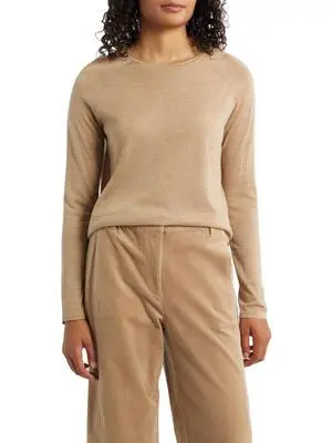 Eileen Fisher Crewneck Wool Sweater - Biscuit