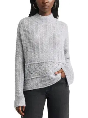 Treasure & Bond Mock Neck Alpaca & Wool Blend Sweater - Grey Heather