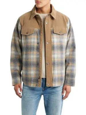 Pendleton Timberline Wool Blend Shirt Jacket - Grey Camel Plaid