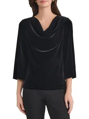 KASPER Cowl Neck Velvet Top