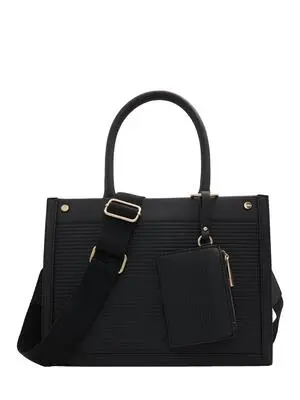Aldo Faux Leather Satchel With Removable Pouch - Black