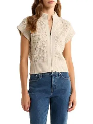 Vince Camuto Pointelle Sweater Vest - Sugar Oak