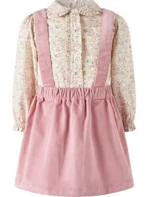 RACHEL RILEY Floral Blouse And Cord Pinafore Set - Pink