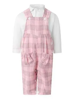 RACHEL RILEY Check Dungaree And Blouse Set - Pink