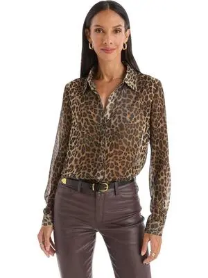 THE NOLI SHOP Ana Floral Button-up Shirt - Leopard