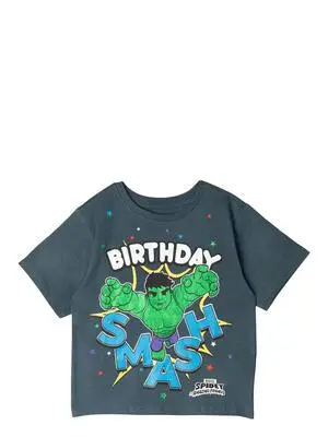 MARVEL Spider-man Birthday T-shirt Dark Gray/ Hulk