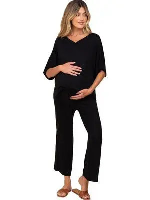 PINKBLUSH Cropped Pant Maternity Set - Black