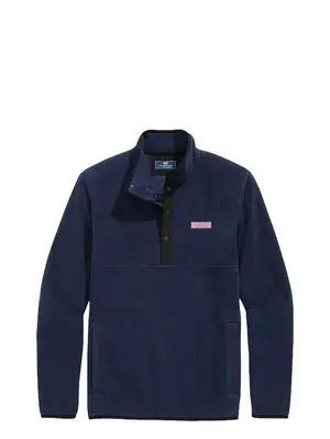 Vineyard Vines Harbor Fleece Snap Placket Pullover Nautical Navy