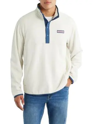 Vineyard Vines Harbor Fleece Snap Placket Pullover Stone