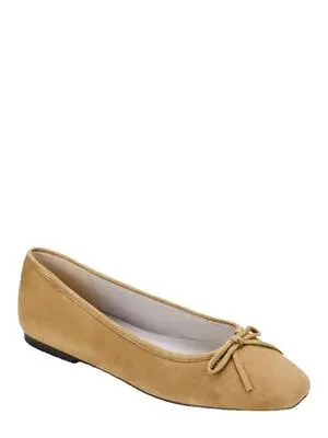 Yosi Samra Square-toe Ballet Flat - Camel