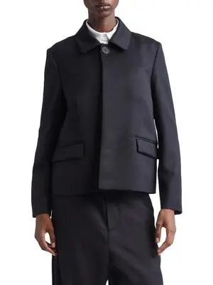 Balenciaga Boxy Cropped Wool Jacket - Black