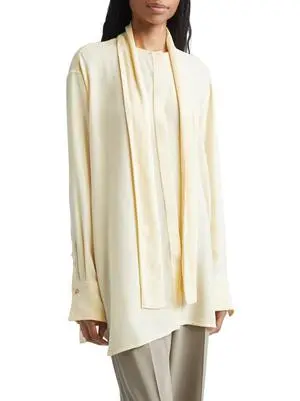 TOTEME Oversized Twill Scarf Shirt - Champagne