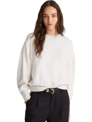 Madewell Double-faced Puff-sleeve Sweatshirt - Heather Vintage Ivory