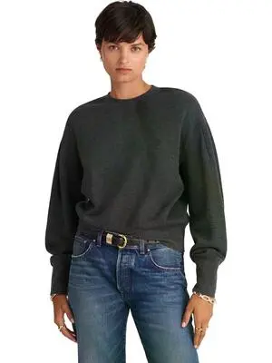 Madewell Double-faced Puff-sleeve Sweatshirt - Hthr Charcoal