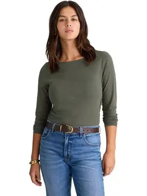 Madewell Ruched Crewneck Long-sleeve Tee - Smoky Laurel