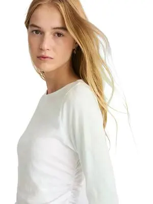 Madewell Ruched Crewneck Long-sleeve Tee - White