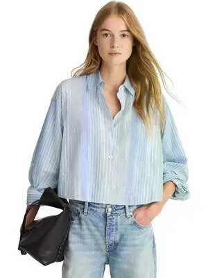 Madewell Curve-hem Poplin Shirt - Multi Blue White Stripe