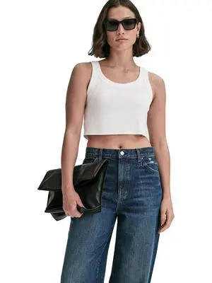 A.L.C. Halsey Cropped Rib Tank - White