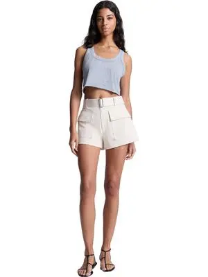 A.L.C. Halsey Cropped Cotton Rib Tank - Grey Melange