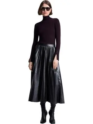 A.L.C. Etta Vegan Leather Midi Skirt