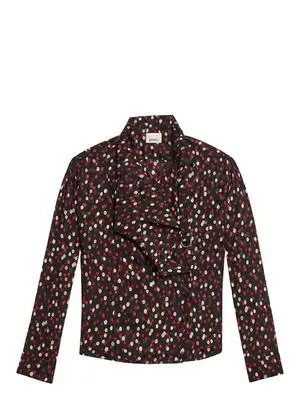 Isabel Marant Emany Polka Dot Silk Blouse Black/red