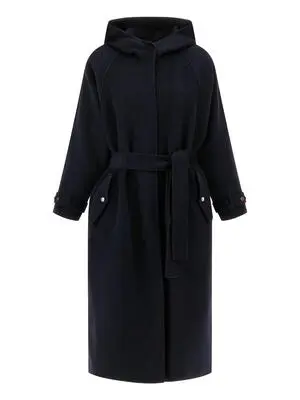 Pinko Belted Wool Cloth Coat - Blue