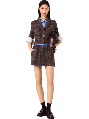 Maje Cotton Short Tweed Jacket - Brown