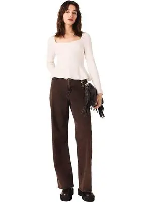 Maje Cotton Bootcut Jeans With Chain - Brown