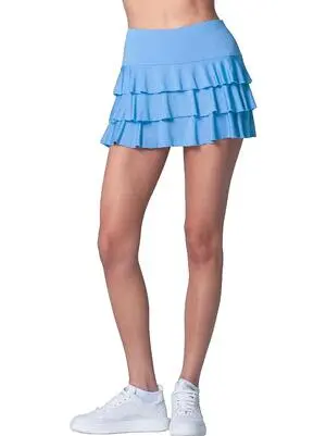 Lucky In Love Tiered Ruffle Skirt - Blue
