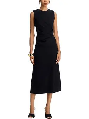 Aqua Jersey Hardware Sleeveless Midi Dress - Black