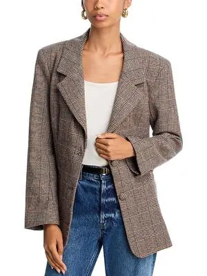 Aqua Button-front Plaid Blazer - Brown/black