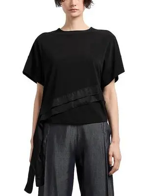 Emporio Armani Asymmetrical Trim Pullover - Solid Black