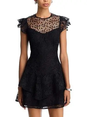 Aqua Lace Mini Dress - Black