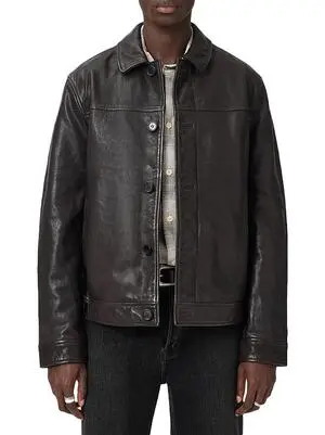ALLSAINTS Nates Leather Jacket - Trail Brown