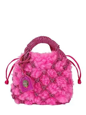 Kurt Geiger Small Macrame Crystal Bag - Open Pink