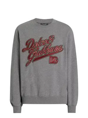 Dolce & Gabbana Cotton Sweatshirt With Embroidery - Grey