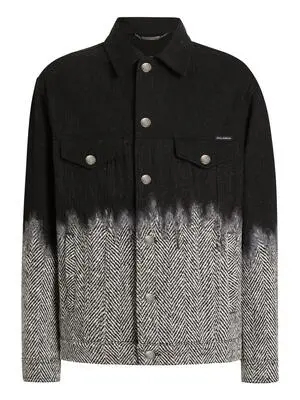 Dolce & Gabbana Cotton And Wool Chevron Oversized Denim Jacket - Multicolor